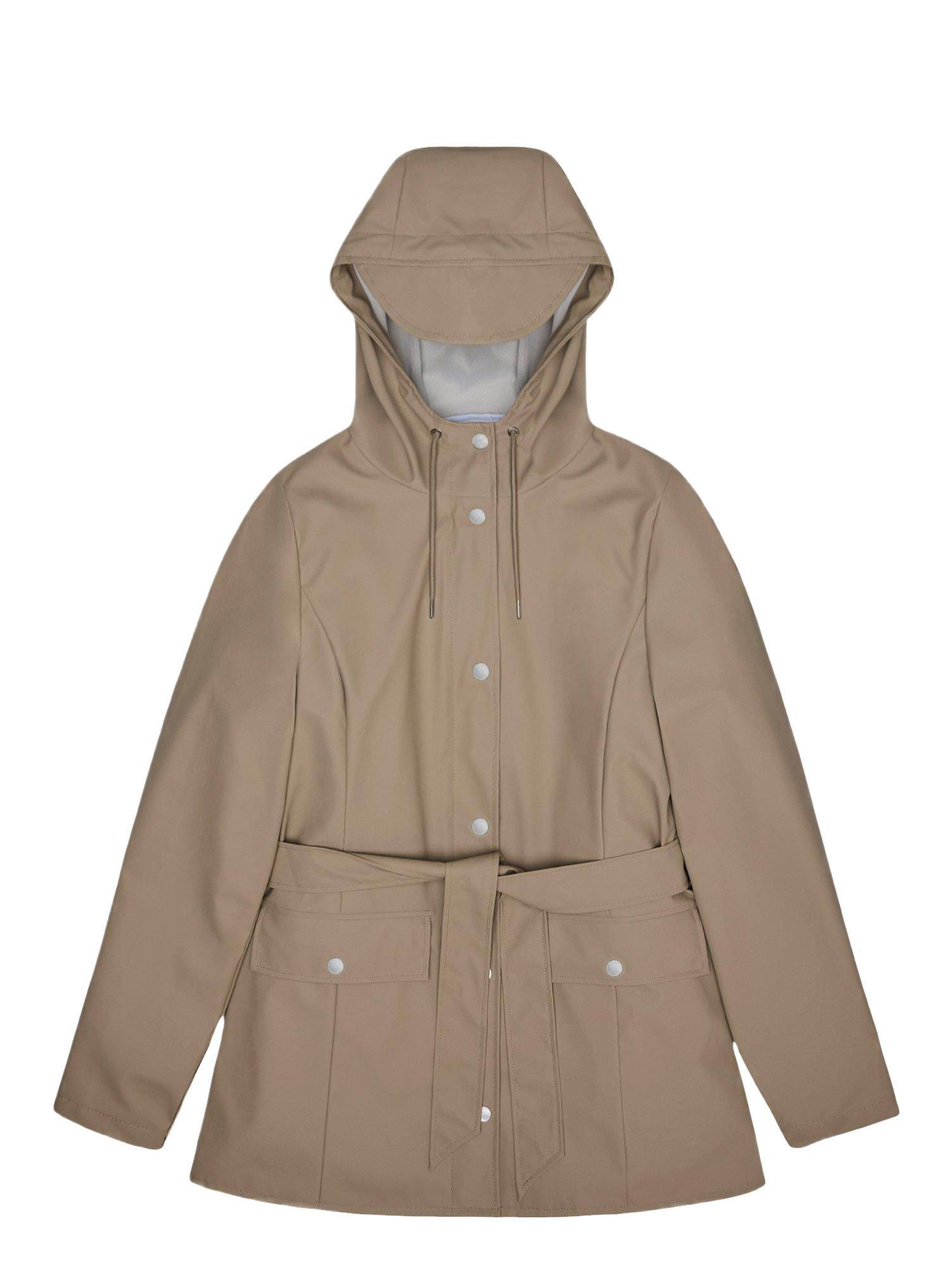 RAINS Rains Curve Waterproof Jacket with Drawstring Hood and Belted Waist